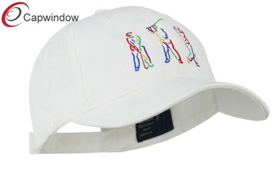 White Men's Sequence Embroidered Golf Baseball Hats with Organic Cotton