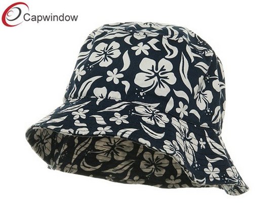 Blue New Hawaiian Pattern Fisherman Bucket Hat with Pure Cotton Fabric