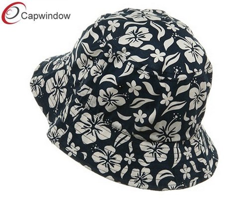 Blue New Hawaiian Pattern Fisherman Bucket Hat with Pure Cotton Fabric