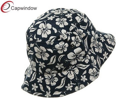 Blue New Hawaiian Pattern Fisherman Bucket Hat with Pure Cotton Fabric