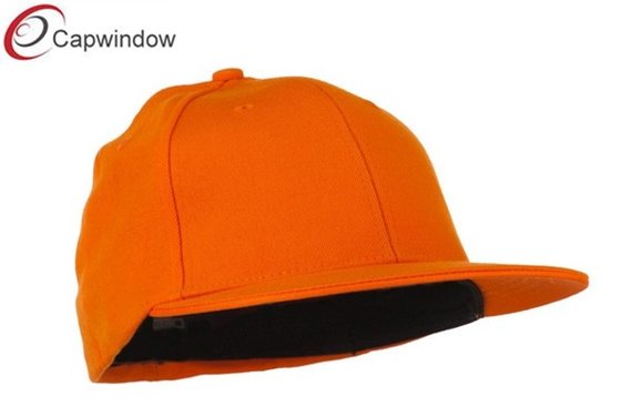 Orange Flat Bill Fitted Flex Cap with Acrylic and Wool / Flat Brim Baseball Hats