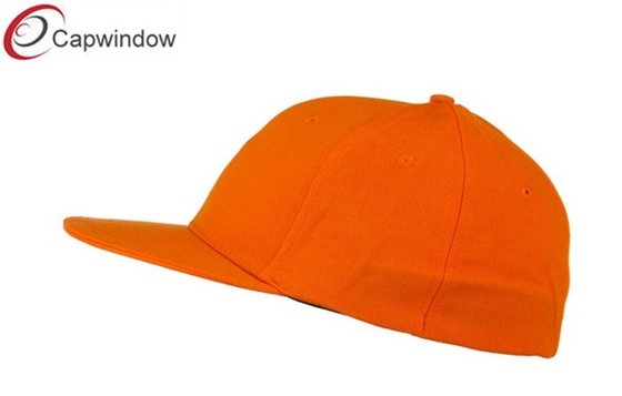 Orange Flat Bill Fitted Flex Cap with Acrylic and Wool / Flat Brim Baseball Hats