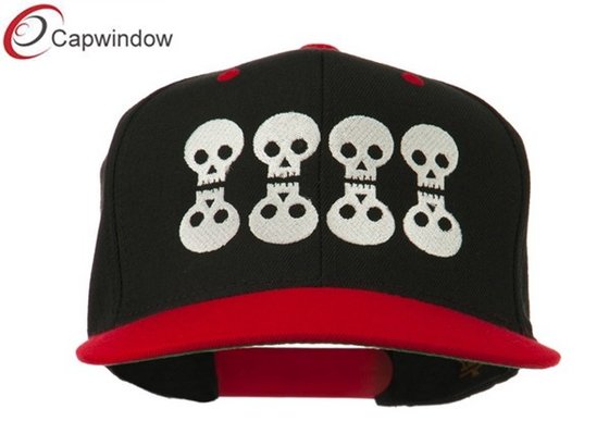 Black Red Halloween 8 Skulls Embroidered Snapback Baseball Caps