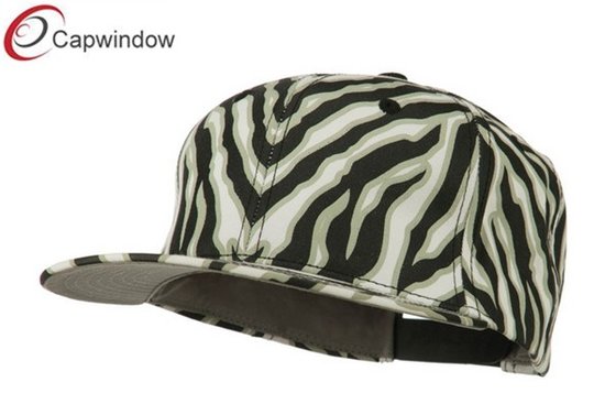 Black Flat Bill Solid Zebra Stripe Snapback Baseball Caps with Cotton