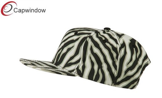 Black Flat Bill Solid Zebra Stripe Snapback Baseball Caps with Cotton