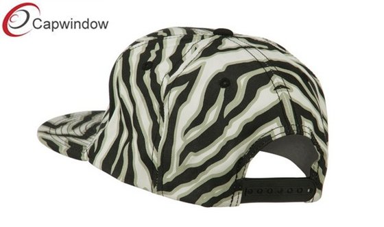 Black Flat Bill Solid Zebra Stripe Snapback Baseball Caps with Cotton