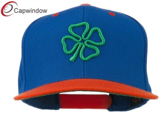 Royal Orange 3D Clover Embroidered Two Tone Snapback Baseball Caps