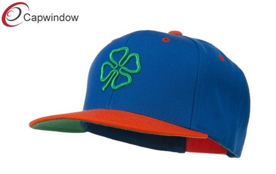 Royal Orange 3D Clover Embroidered Two Tone Snapback Baseball Caps
