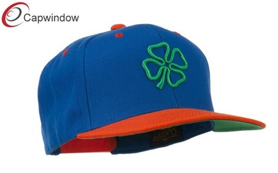 Royal Orange 3D Clover Embroidered Two Tone Snapback Baseball Caps