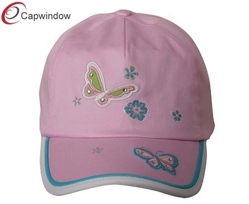 Pink White Childrens Baseball Caps with Pure Cotton Twill / Velcro