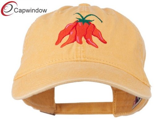 Yellow Chili Ristra Embroidered Washed Cotton Baseball Caps