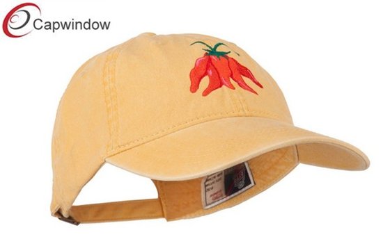 Yellow Chili Ristra Embroidered Washed Cotton Baseball Caps