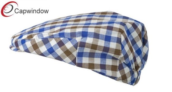 Brown Blue Boy's Plaid Driving Ivy Fitted Baseball Hat with Polyester