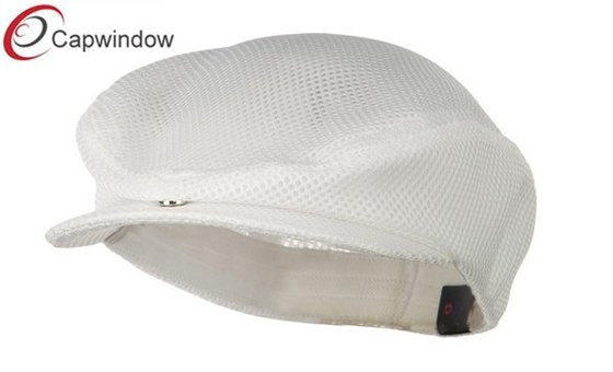 White Fashion Trucker Mesh Cap with Polyester and Elastic Closure / Ivy Cap