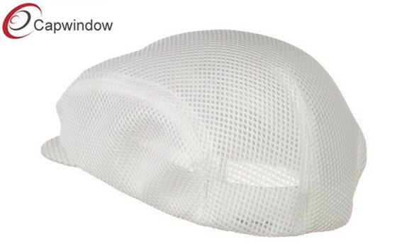 White Fashion Trucker Mesh Cap with Polyester and Elastic Closure / Ivy Cap