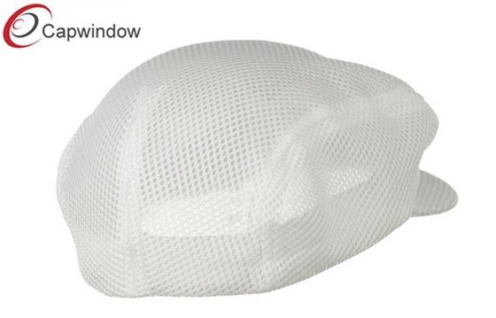 White Fashion Trucker Mesh Cap with Polyester and Elastic Closure / Ivy Cap