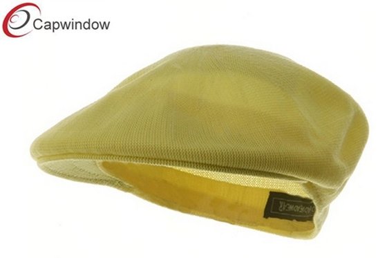 Yellow Knitted Polyester Fitted Baseball Hats for Hand Washable / Ivy Cap