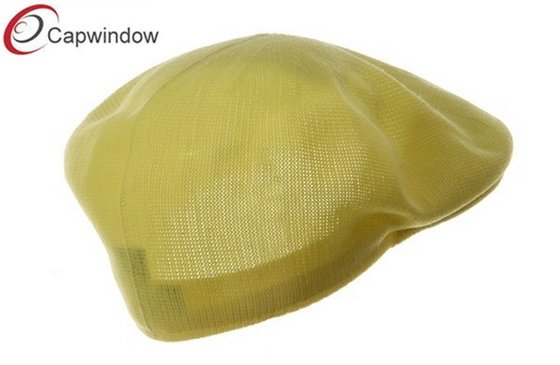 Yellow Knitted Polyester Fitted Baseball Hats for Hand Washable / Ivy Cap