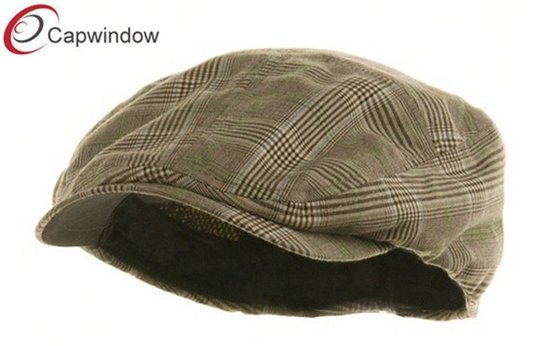 Brown Fashion Plaid Baseball Hats , Polyester and Rayon / Ivy Cap