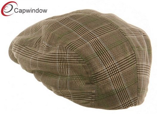 Brown Fashion Plaid Baseball Hats , Polyester and Rayon / Ivy Cap