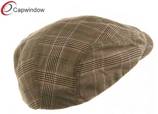 Brown Fashion Plaid Baseball Hats , Polyester and Rayon / Ivy Cap