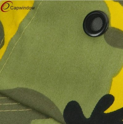 Light Yellow 5 Panel Camouflage Camper Cap with Buckle Strap Closure