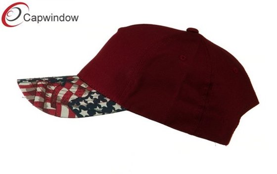 Cardinal 5 Panel Cotton Baseball Caps with Star Printing and Plastic Closure