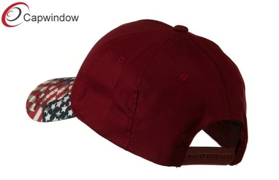 Cardinal 5 Panel Cotton Baseball Caps with Star Printing and Plastic Closure