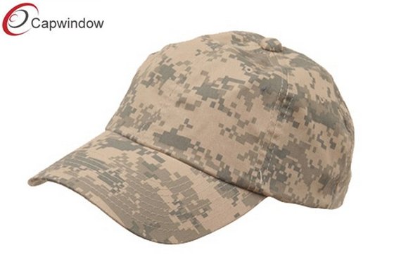 Tan Unstructured Digital Camping Camouflage Baseball Hats with Cotton / Military Cap