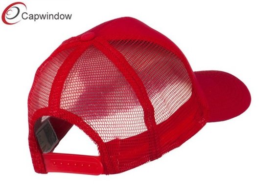 Red United States Map Embroidered Trucker Mesh Cap  Cotton and Polyester