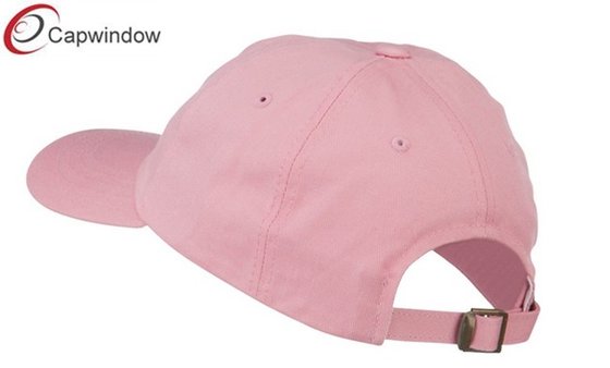 Pink Low Profile Cotton Twill Baseball Caps with Antique Brass Buckle