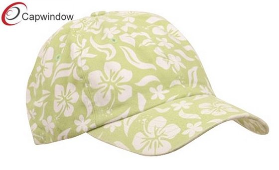 Lime Cotton Cap New Hawaiian Floral Pattern / customized baseball cap with Velcro Closure