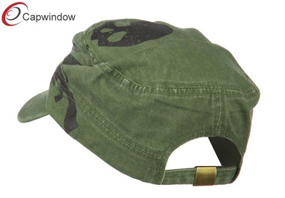 Green Jeep Style Flat Top Military Baseball Hats with Pure Cotton / Adjustable Buckle Strap Closure