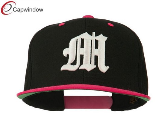 Acrylic Embroidered Youth Baseball Caps Black Pink Old English M 3D