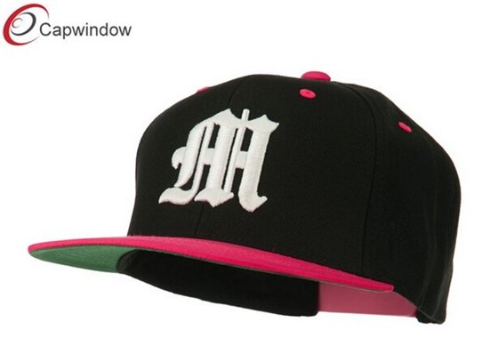 Acrylic Embroidered Youth Baseball Caps Black Pink Old English M 3D
