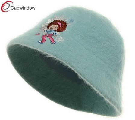 Blue Strawberry Girl Mohair Cool Bucket Hats with Blending Fabric