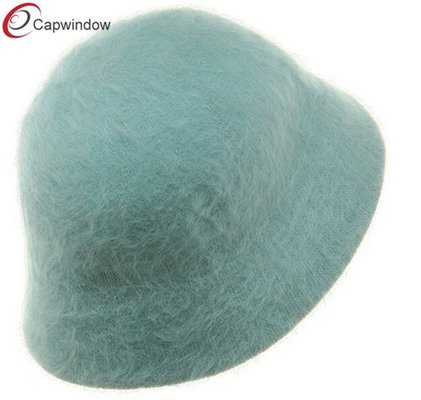 Blue Strawberry Girl Mohair Cool Bucket Hats with Blending Fabric