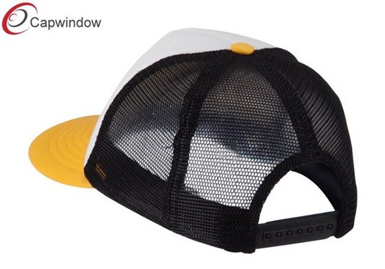 Yellow Tri Vintage Trucker Mesh Hats Cotton / Polyester / Plastic Adjustable Closure