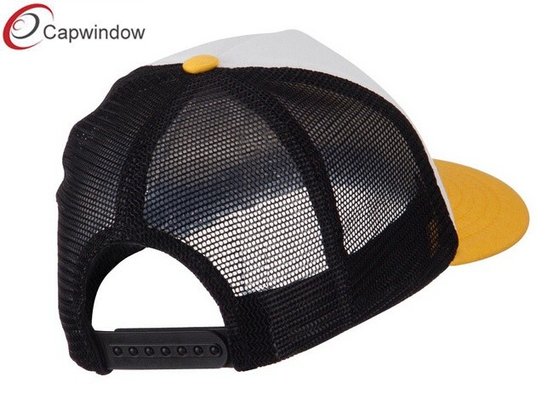 Yellow Tri Vintage Trucker Mesh Hats Cotton / Polyester / Plastic Adjustable Closure