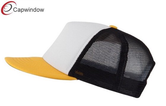 Yellow Tri Vintage Trucker Mesh Hats Cotton / Polyester / Plastic Adjustable Closure