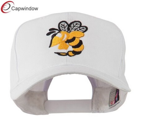 White Flying Hornet Mascot Monogrammed Baseball Caps Embroidered Cotton / Polyester
