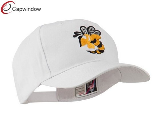 White Flying Hornet Mascot Monogrammed Baseball Caps Embroidered Cotton / Polyester