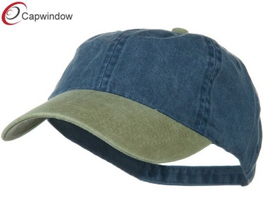 Khaki Navy Pigment Dyed Cotton Twill Baseball Caps with Brass Buckle Closure