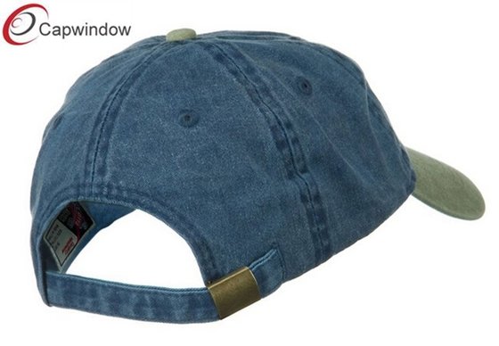 Khaki Navy Pigment Dyed Cotton Twill Baseball Caps with Brass Buckle Closure