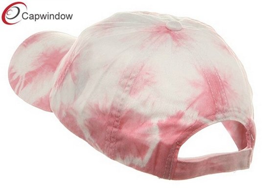 Pink Low Profile Tie Dyed Embroidered Baseball Caps for Women