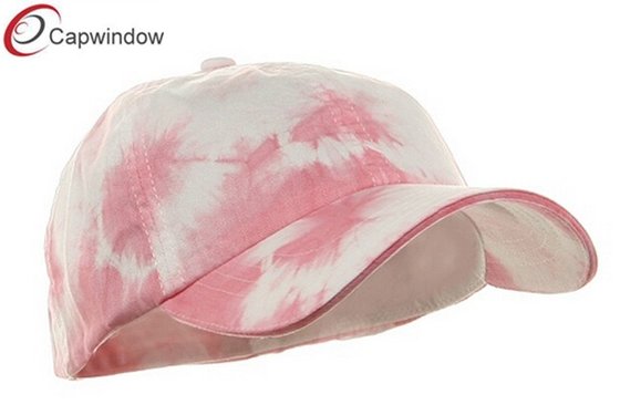 Pink Low Profile Tie Dyed Embroidered Baseball Caps for Women
