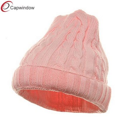 Pink Twister Ski Beanie Winter Hats , Pure Acrylic Women Beanie Hat