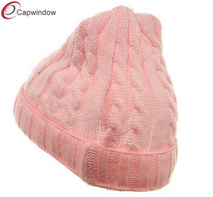 Pink Twister Ski Beanie Winter Hats , Pure Acrylic Women Beanie Hat