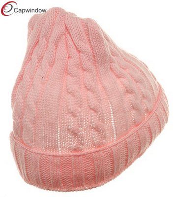 Pink Twister Ski Beanie Winter Hats , Pure Acrylic Women Beanie Hat