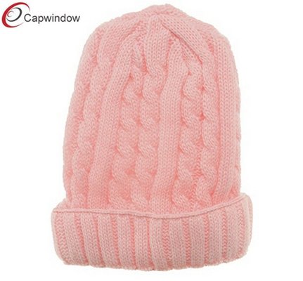 Pink Twister Ski Beanie Winter Hats , Pure Acrylic Women Beanie Hat
